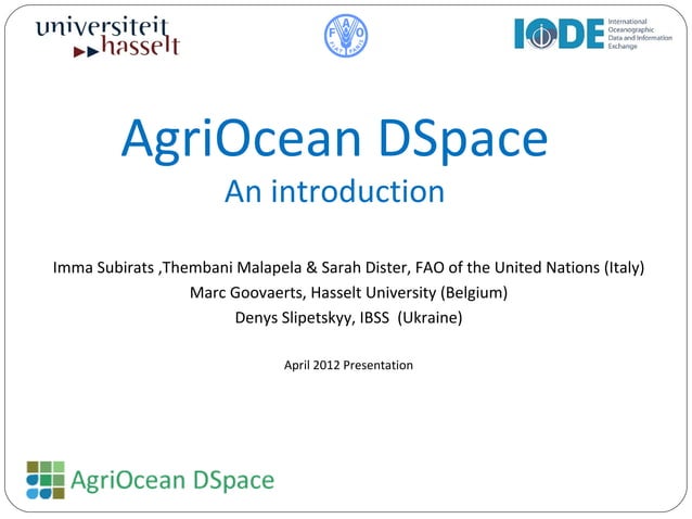 AgriOcean DSpace: an introduction | PPT | Desktop Publishing | Computer Software and Applications