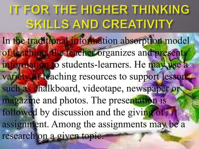 IT for HIGHER THINKING SKILLS AND CREATIVITY | PPTX