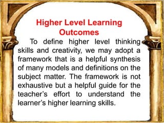 IT for HIGHER THINKING SKILLS AND CREATIVITY | PPTX