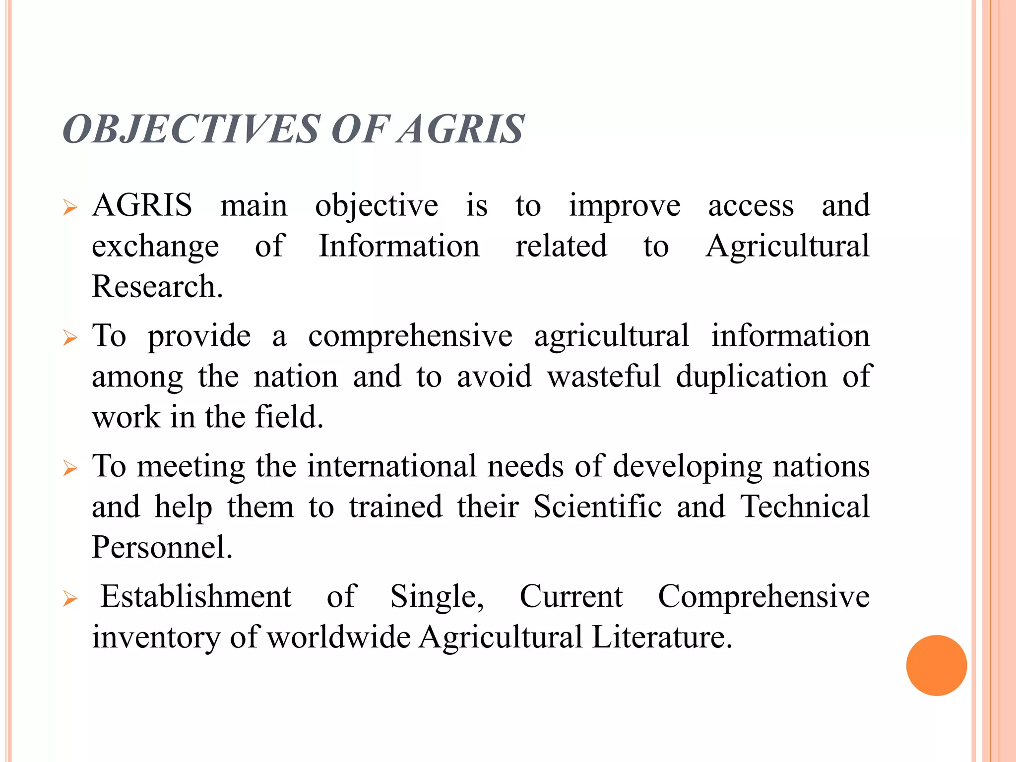 International System for Agricultural Science and Technology (AGRIS) by ...