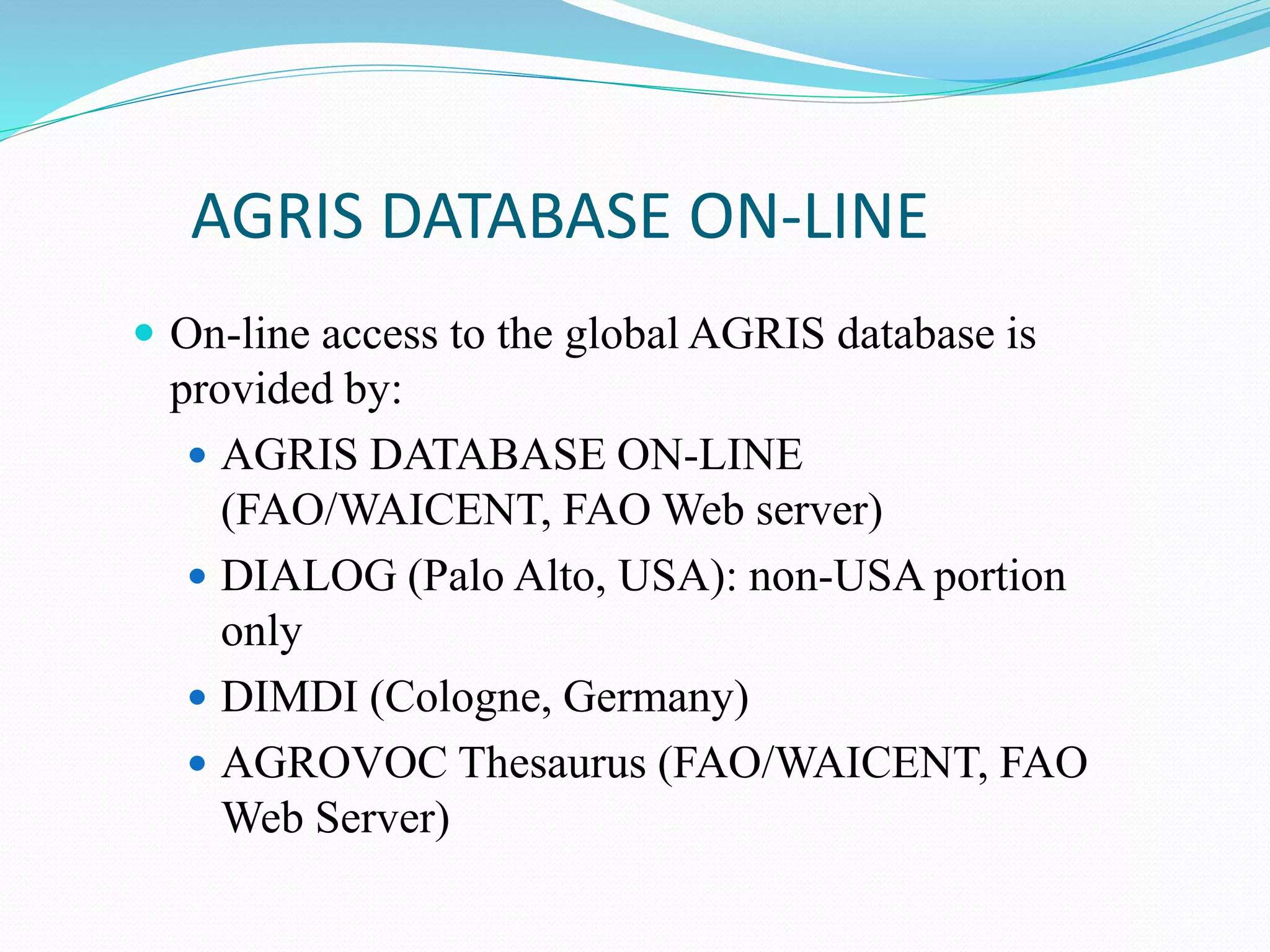 AGRIS (agricultural information system) | PPTX