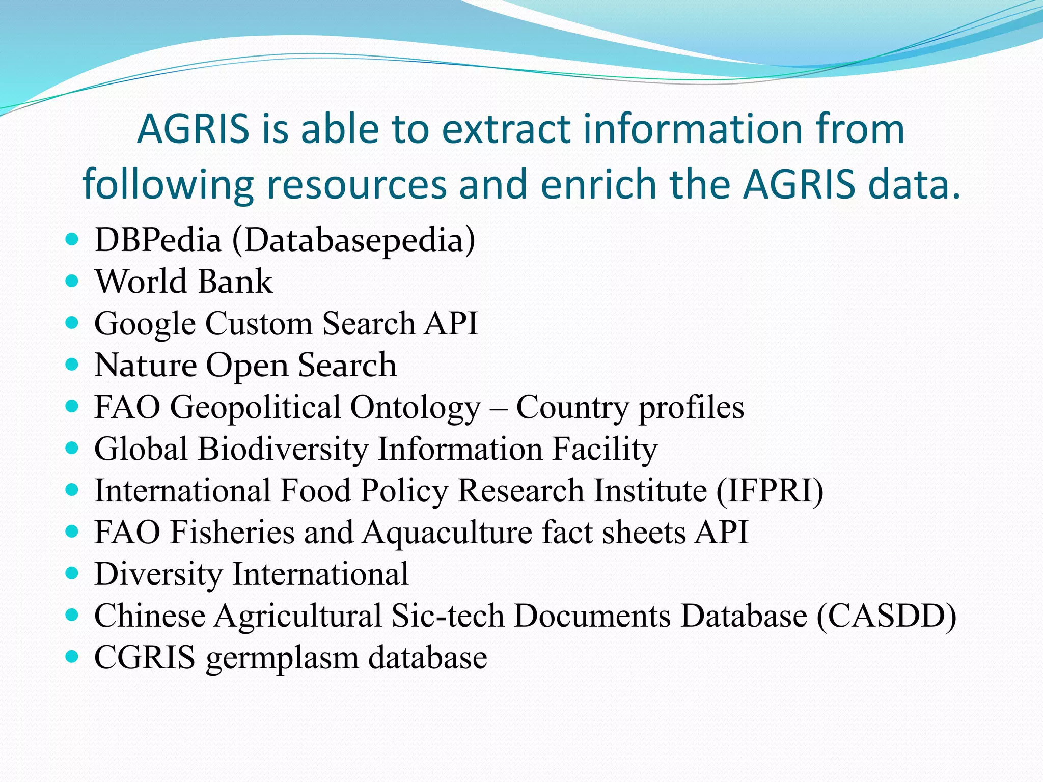 AGRIS (agricultural information system) | PPTX