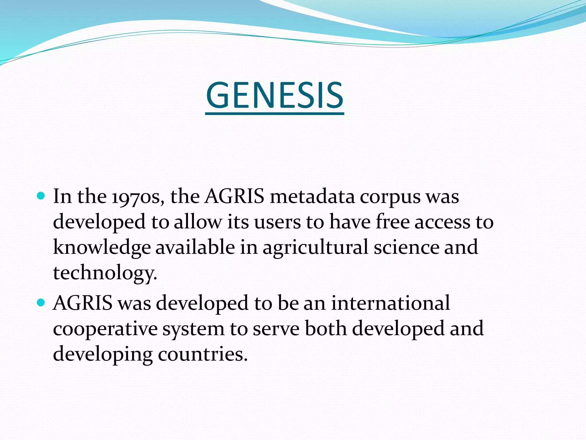 AGRIS (agricultural information system) | PPTX