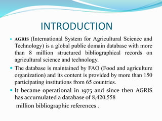 AGRIS (agricultural information system) | PPTX