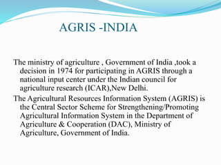 AGRIS (agricultural information system) | PPTX