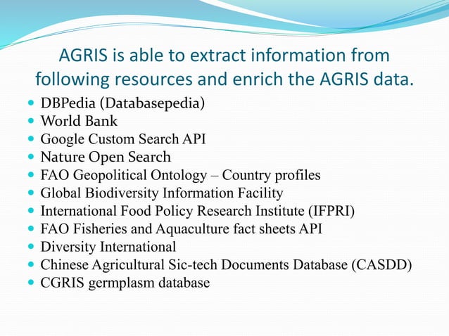 AGRIS (agricultural information system) | PPTX
