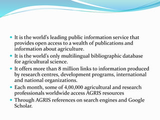 AGRIS (agricultural information system) | PPTX