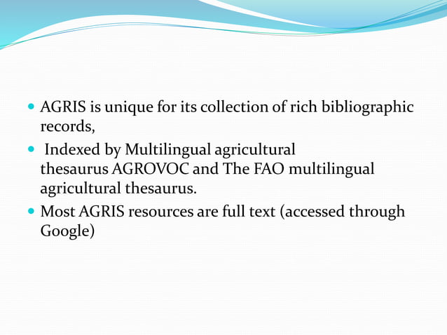 AGRIS (agricultural information system) | PPTX