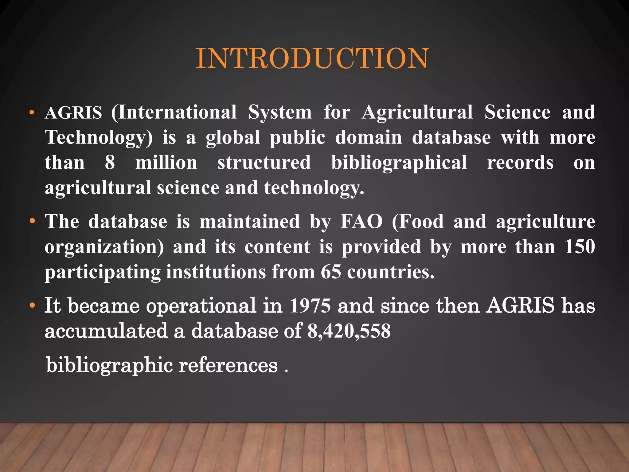 Agris (agricultural information system) | PPTX