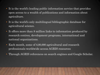 Agris (agricultural information system) | PPTX