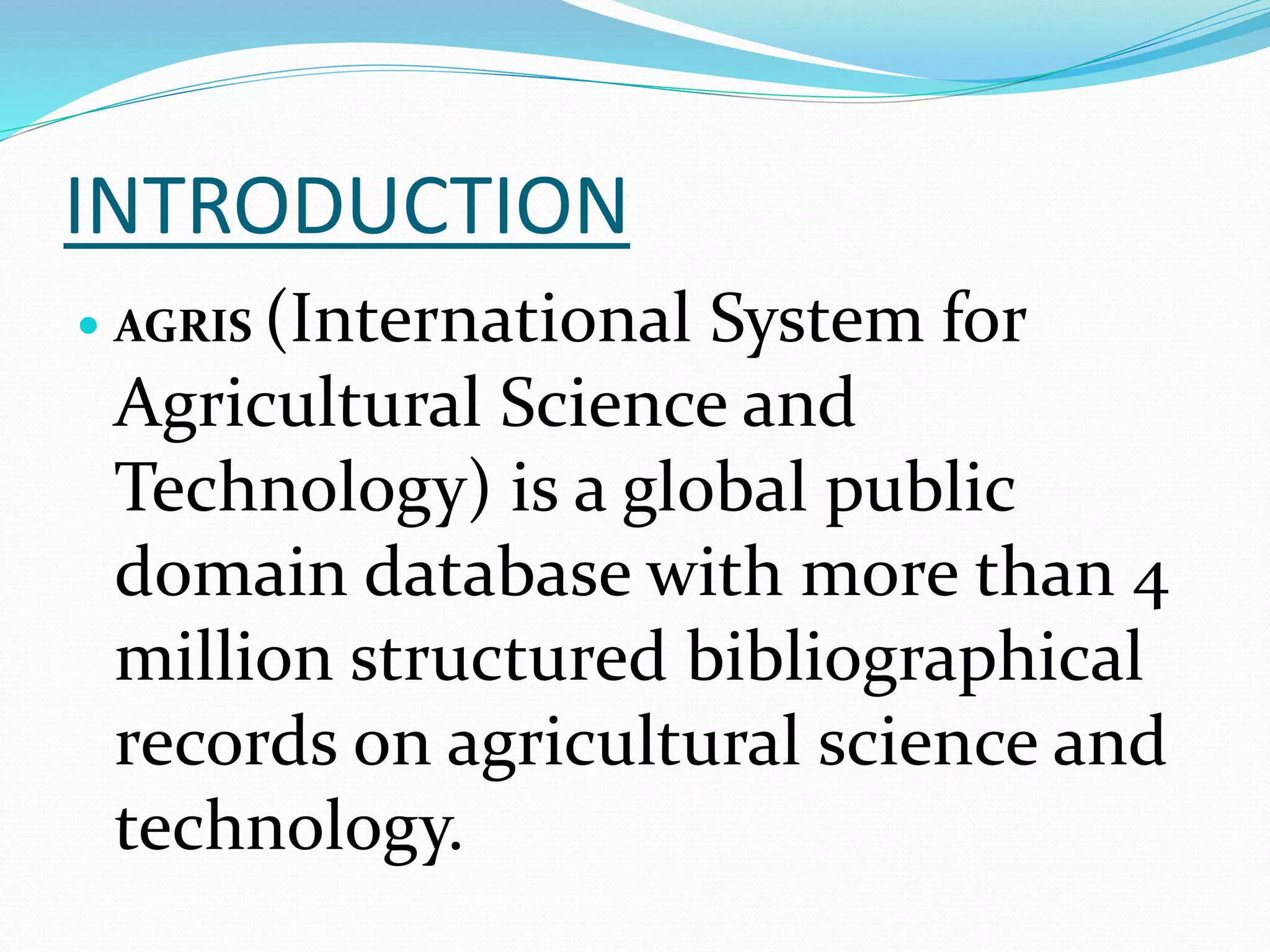 Agris (agricultural information system) | PPT