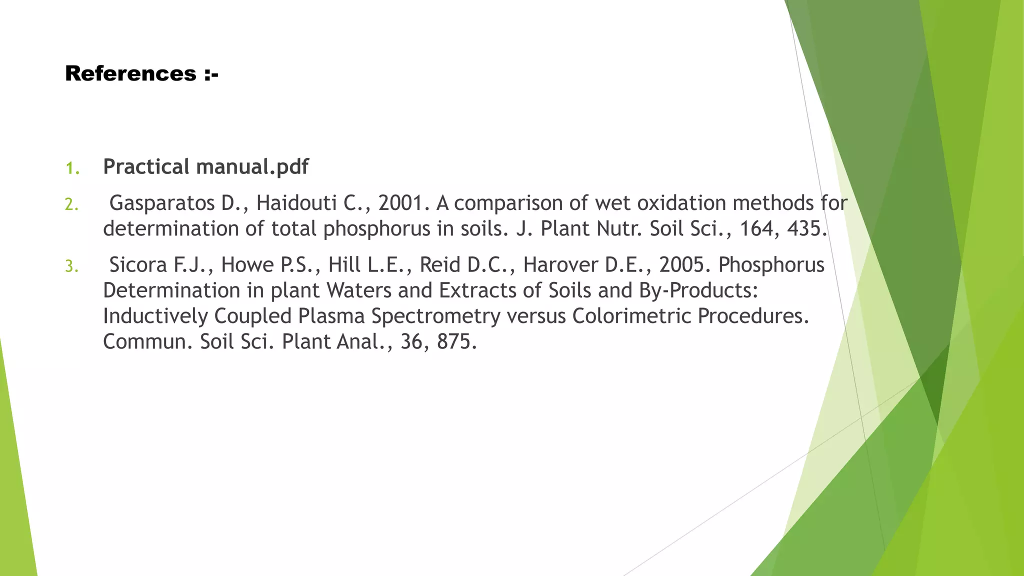 Different methods of phosphorus determination in plants | PPTX