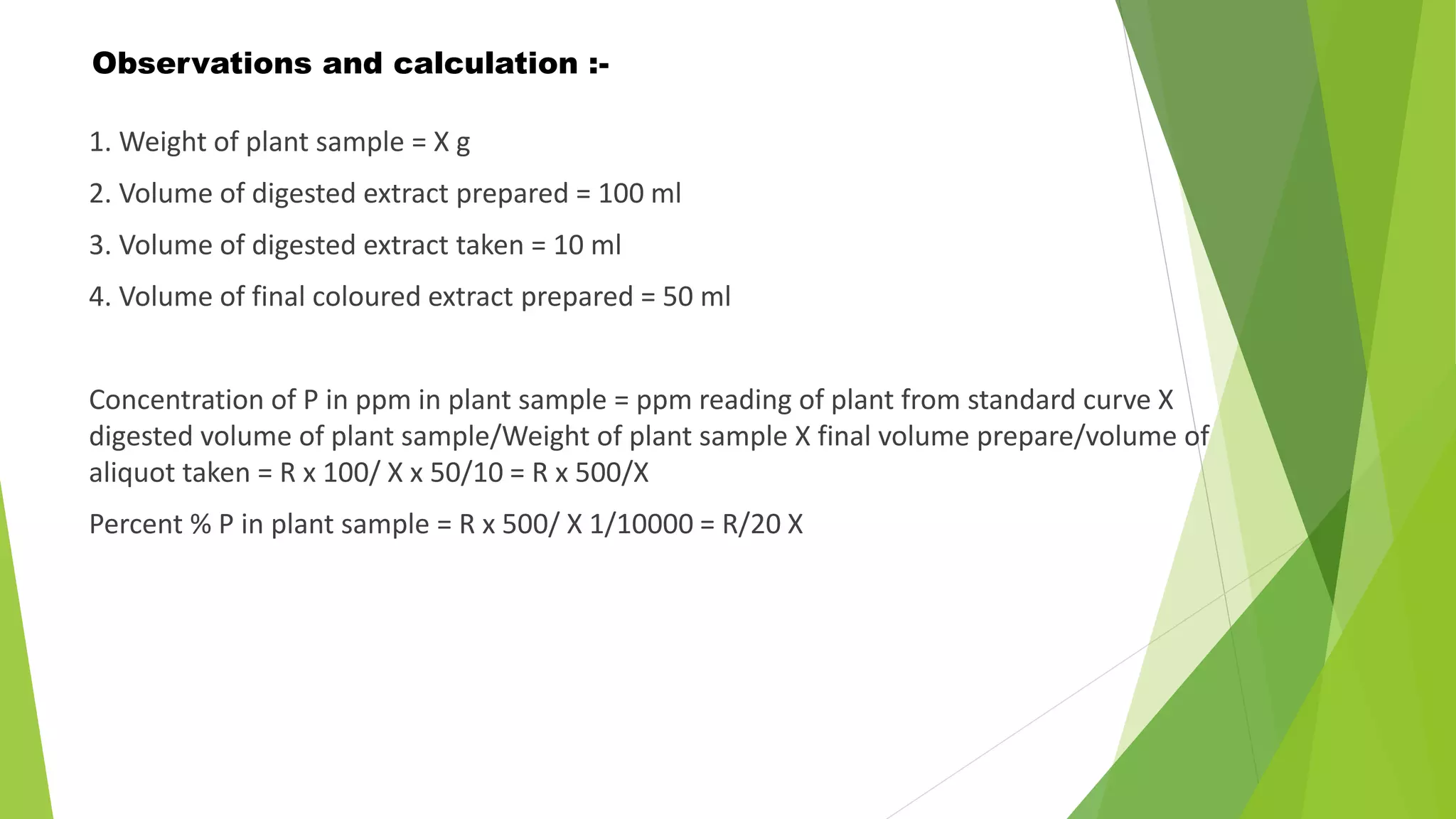 Different methods of phosphorus determination in plants | PPTX