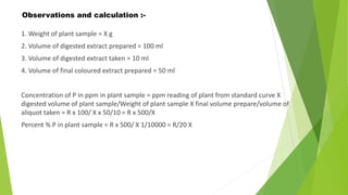 Different methods of phosphorus determination in plants | PPTX