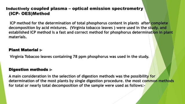 Different methods of phosphorus determination in plants | PPTX | Chemistry | Science