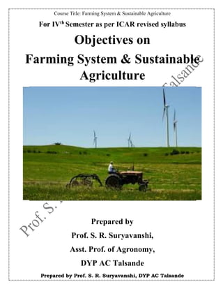 Objectives on Farming System & Sustainable Agriculture | PDF