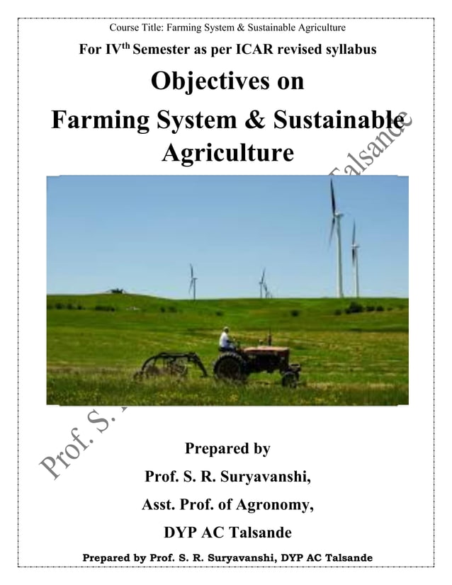 Objectives on Farming System & Sustainable Agriculture | PDF ...