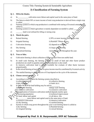 Objectives on Farming System & Sustainable Agriculture | PDF