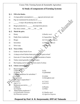 Objectives on Farming System & Sustainable Agriculture | PDF