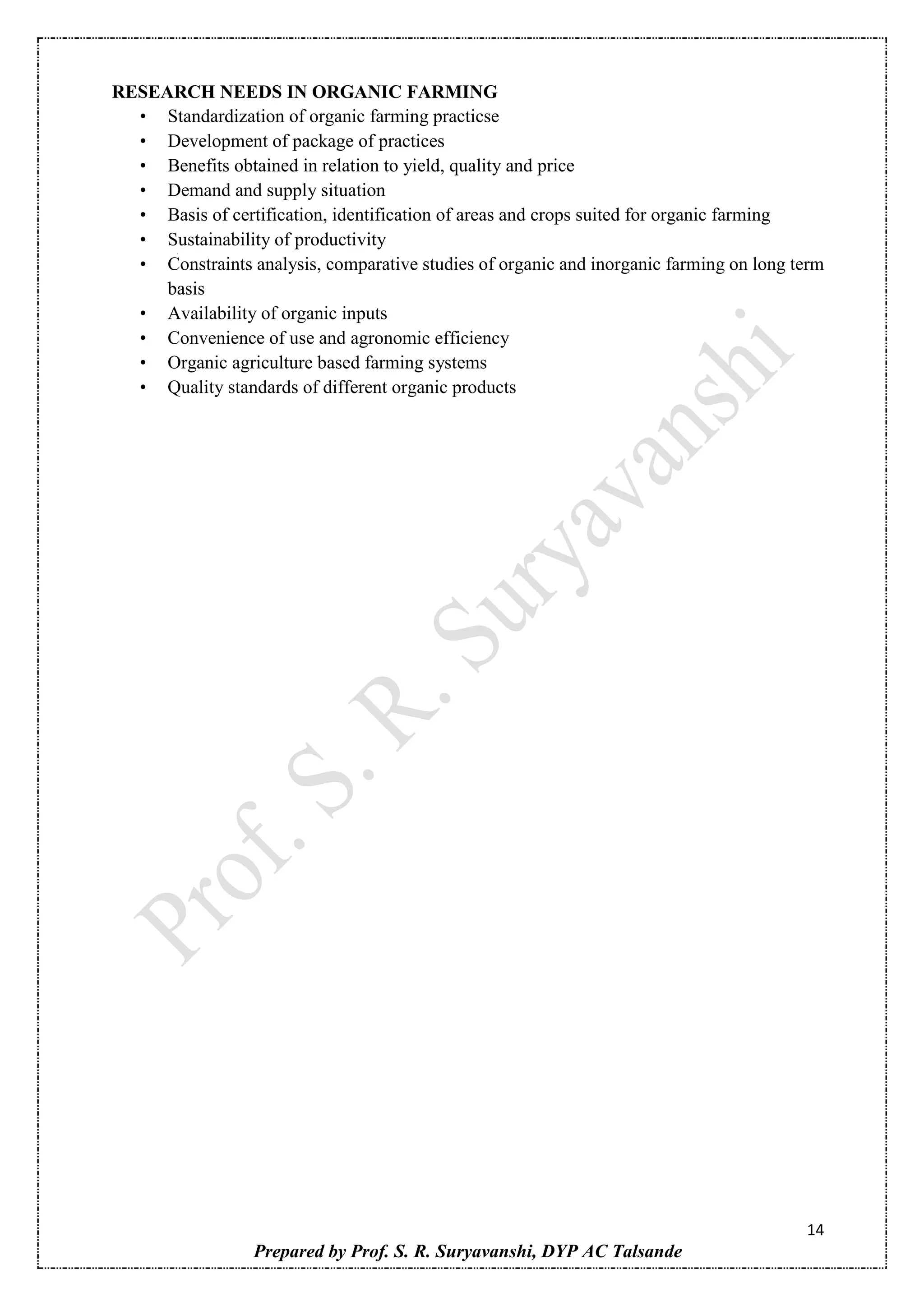 Principles of Organic Farming theory notes (AGRO-248) | PDF
