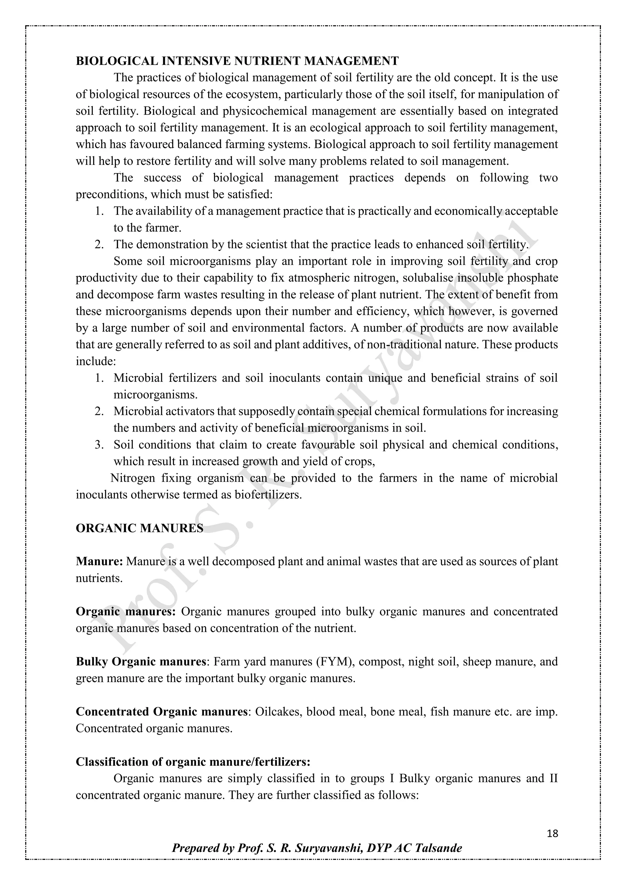 Principles of Organic Farming theory notes (AGRO-248) | PDF