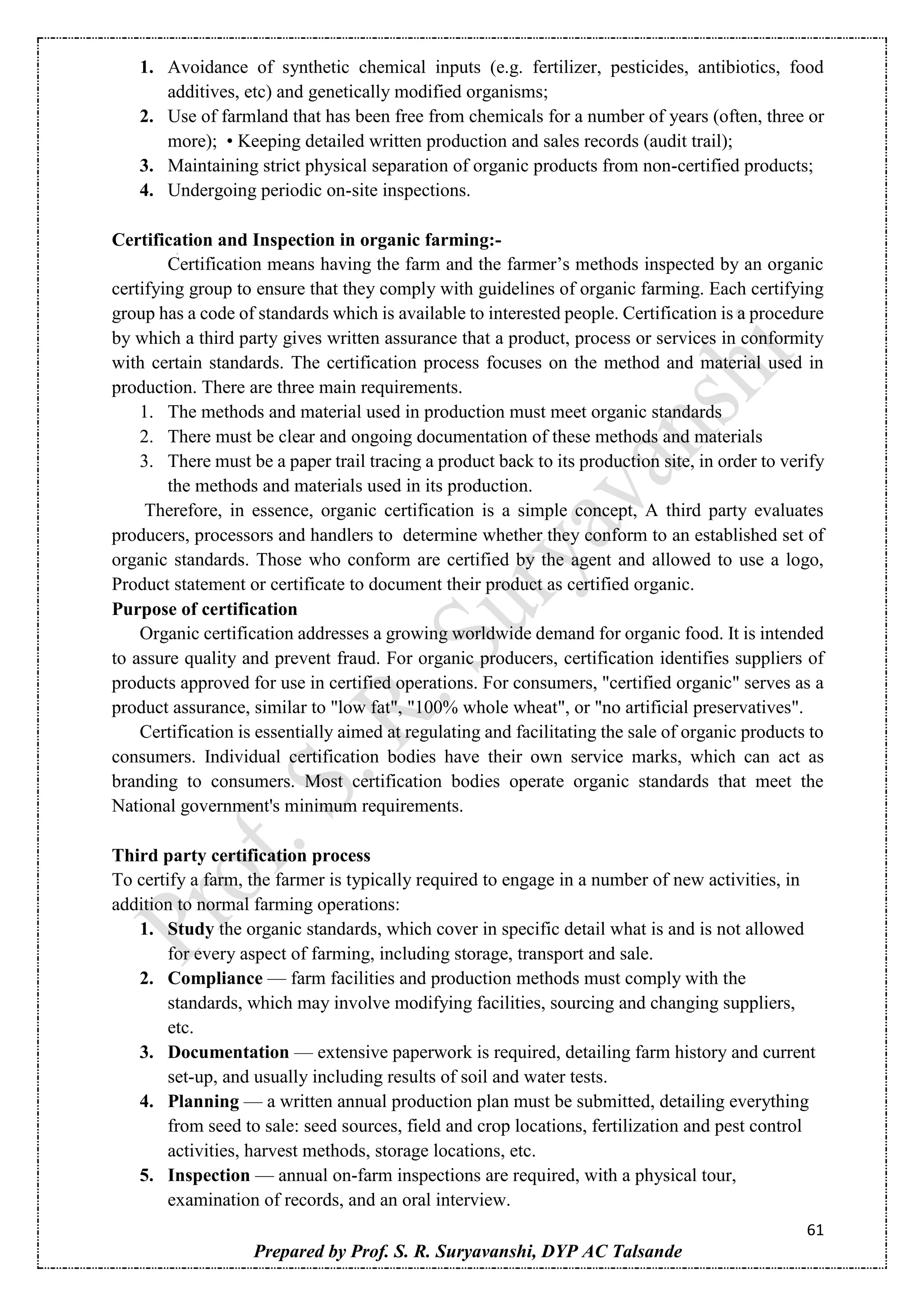 Principles of Organic Farming theory notes (AGRO-248) | PDF