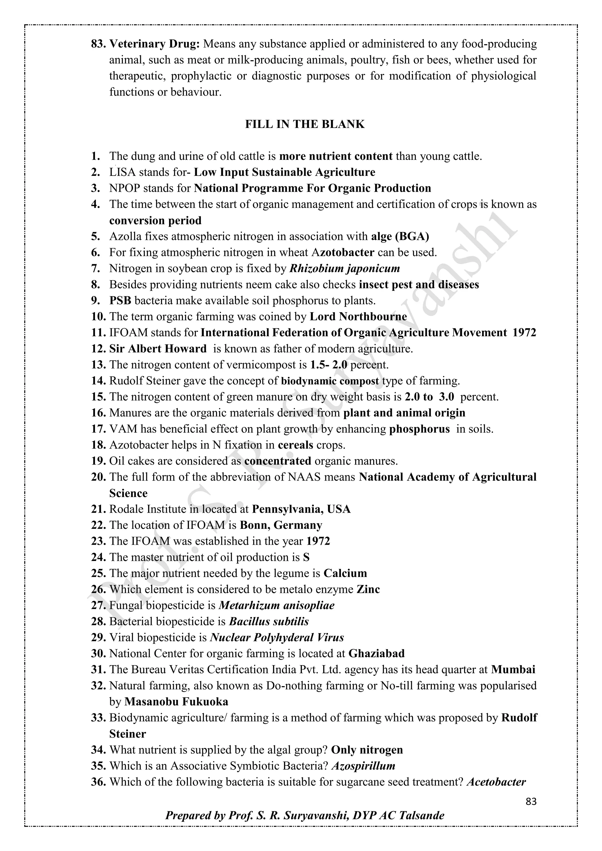 Principles of Organic Farming theory notes (AGRO-248) | PDF