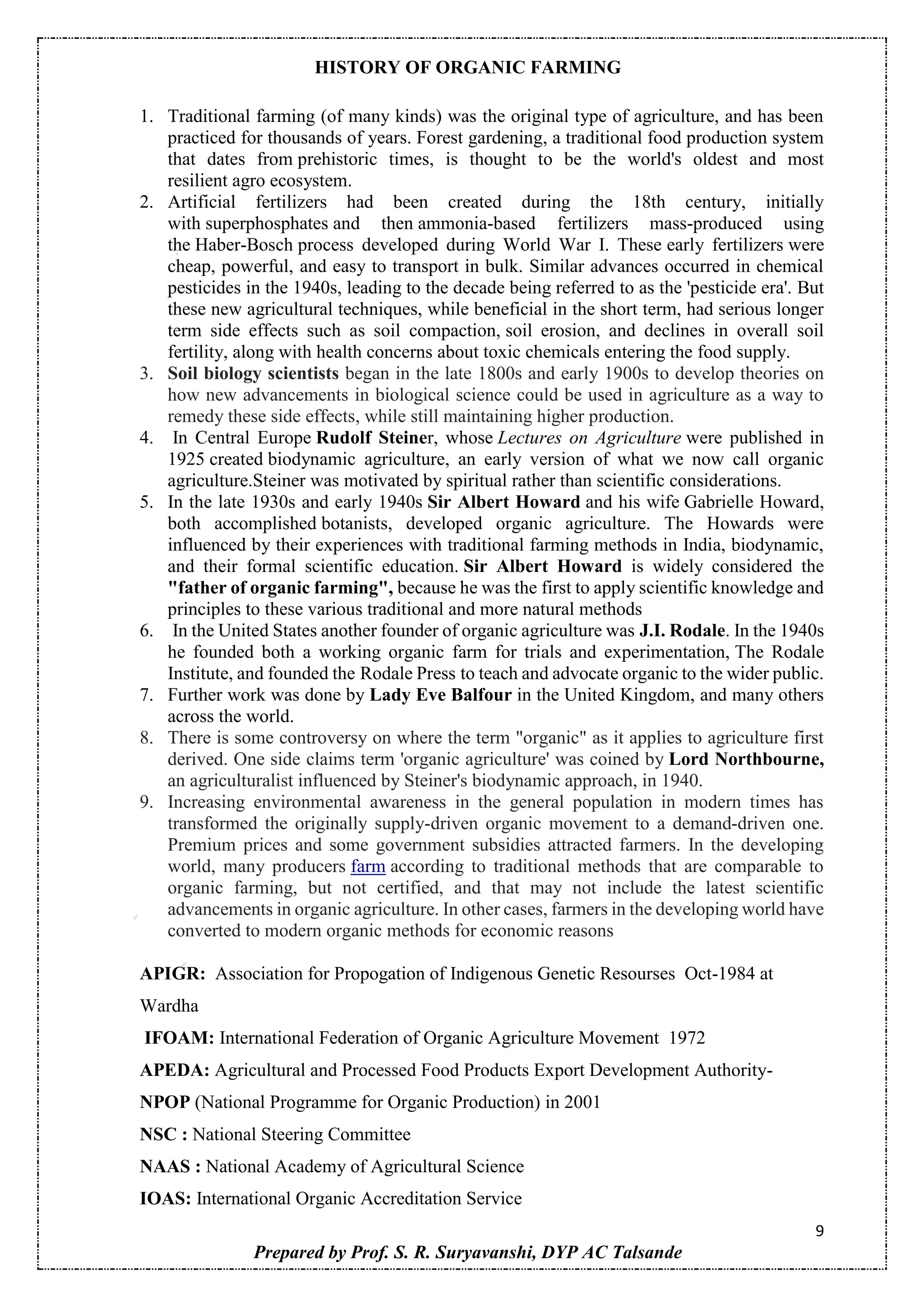 Principles of Organic Farming theory notes (AGRO-248) | PDF