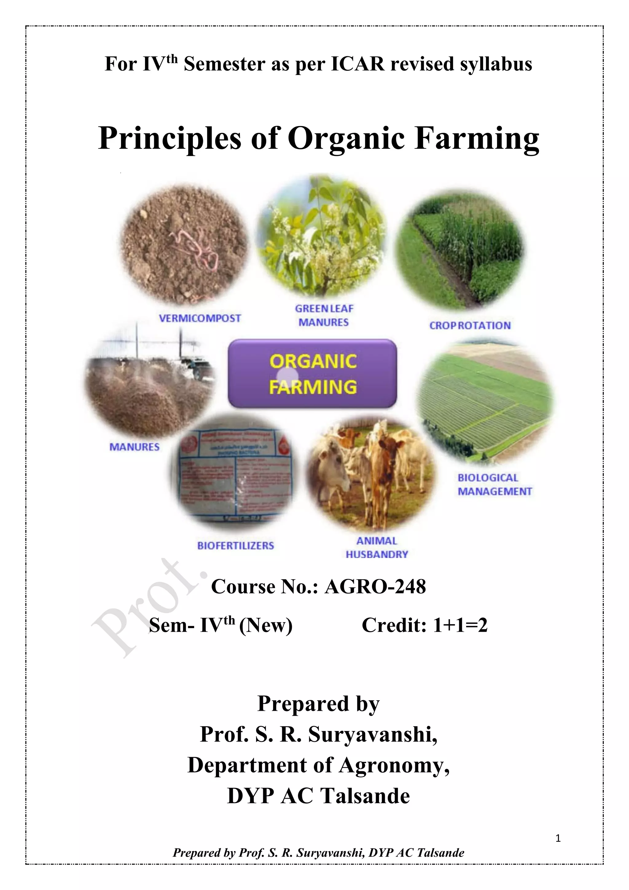Principles of Organic Farming theory notes (AGRO-248) | PDF