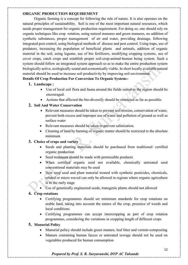 Principles of Organic Farming theory notes (AGRO-248) | PDF