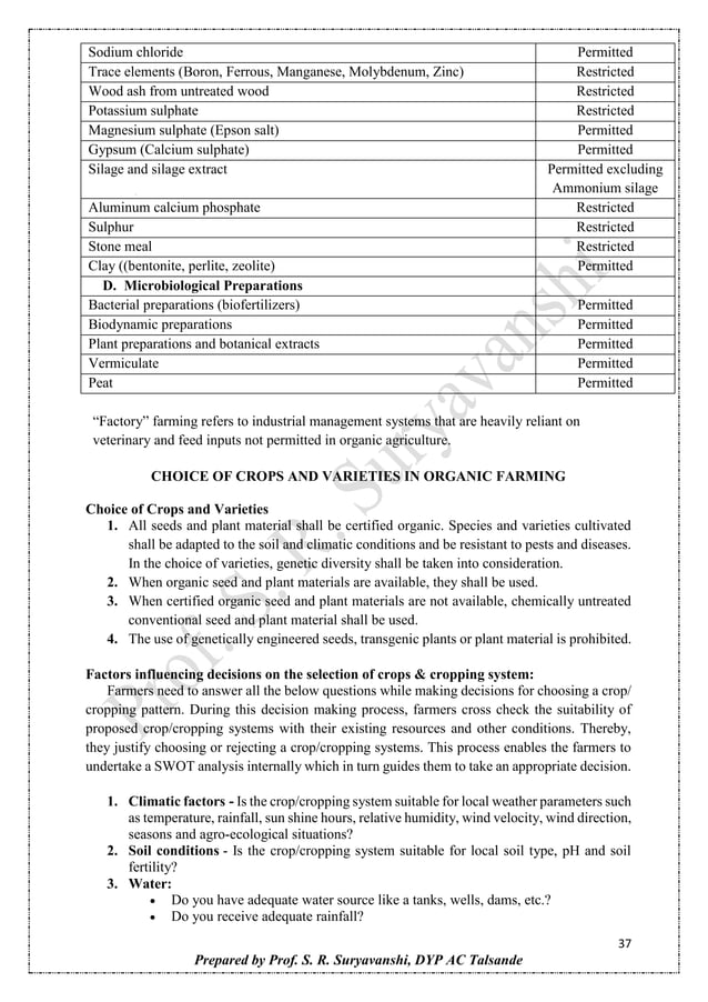 Principles of Organic Farming theory notes (AGRO-248) | PDF