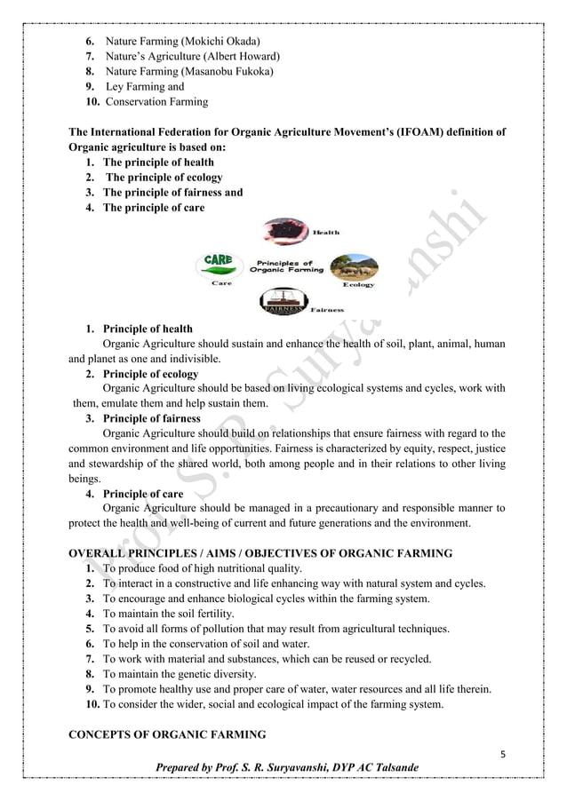 Principles of Organic Farming theory notes (AGRO-248) | PDF