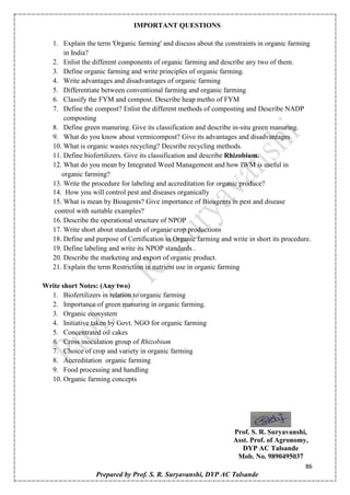 Principles of Organic Farming theory notes (AGRO-248) | PDF