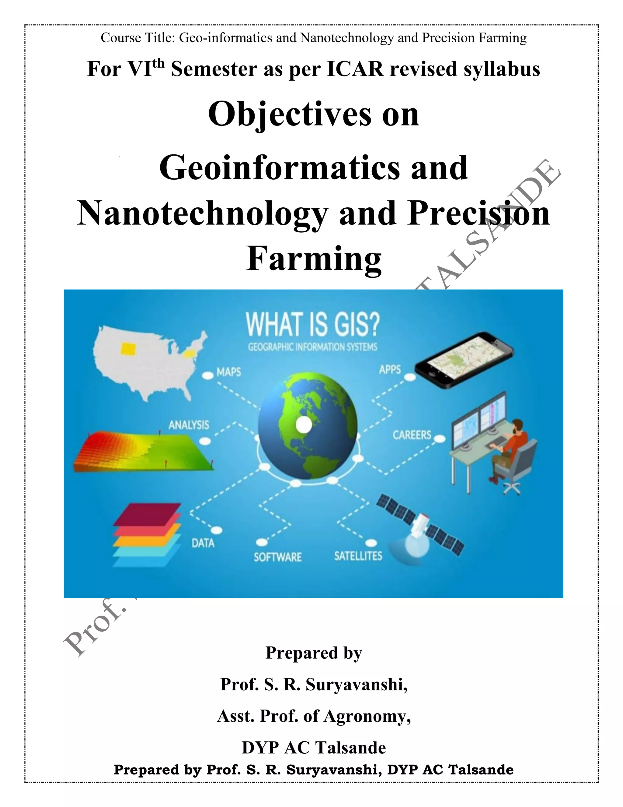 Objectives on Geoinformatics and Nanotechnology and Precision Farming | PDF