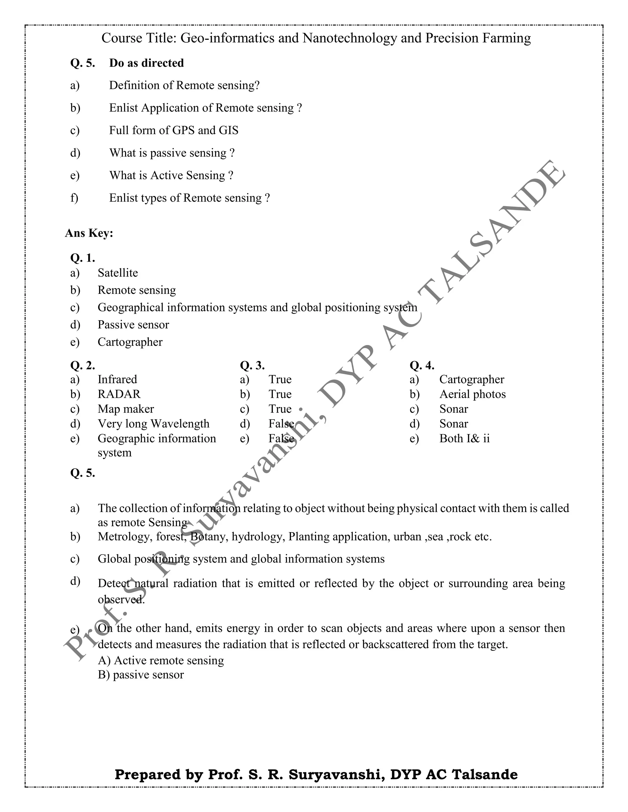 Objectives on Geoinformatics and Nanotechnology and Precision Farming | PDF