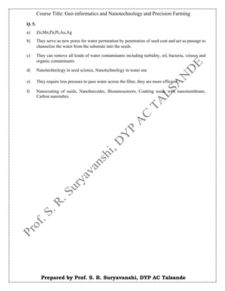 Objectives on Geoinformatics and Nanotechnology and Precision Farming | PDF