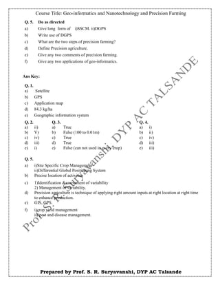 Objectives on Geoinformatics and Nanotechnology and Precision Farming | PDF