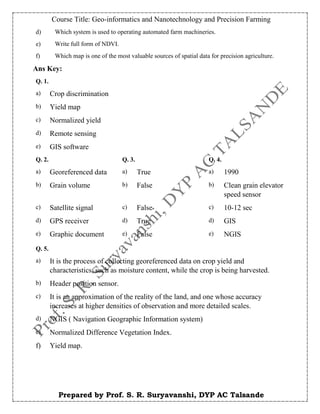 Objectives on Geoinformatics and Nanotechnology and Precision Farming | PDF