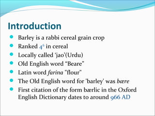 Agro technology of barley | PPT | Agriculture | Industries
