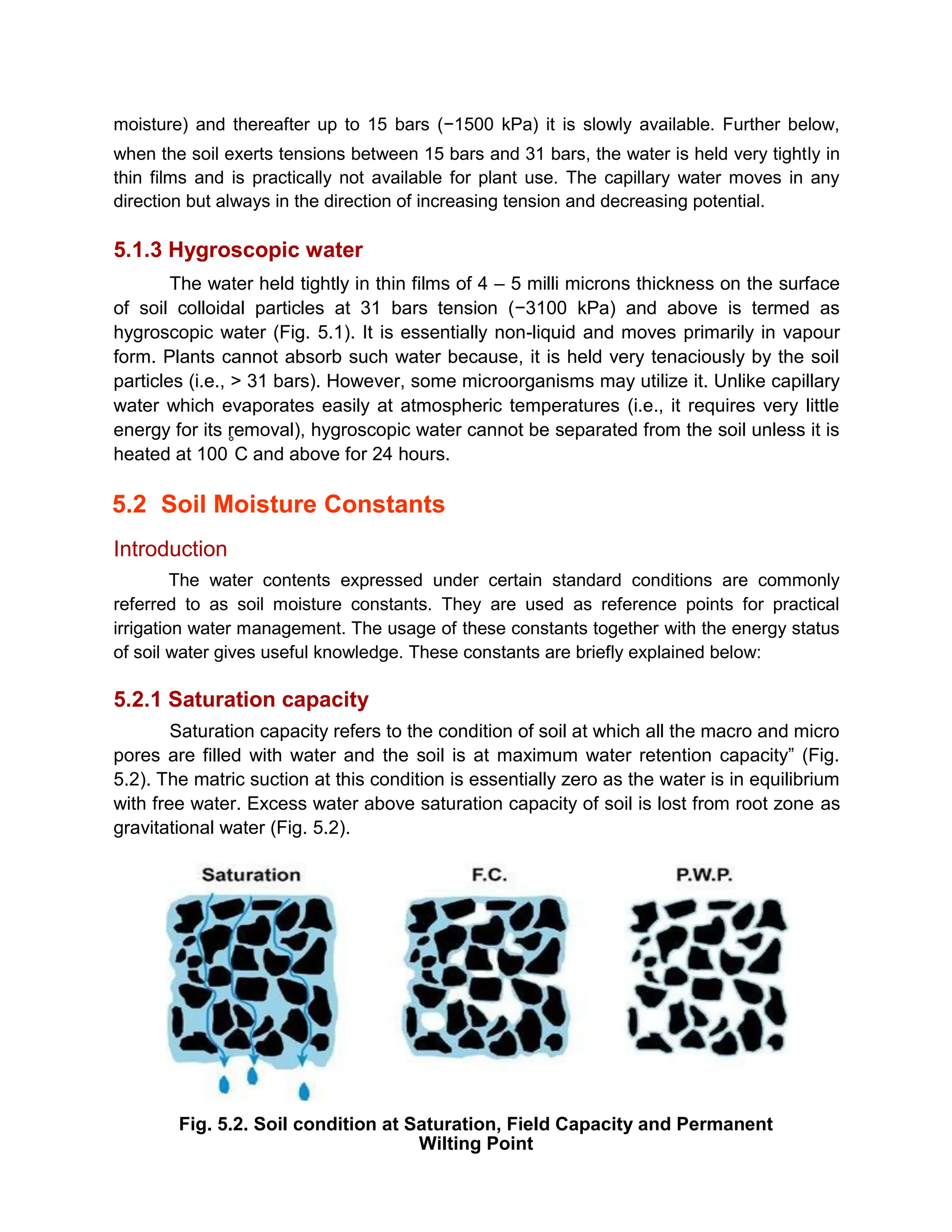 Kinds of water in soil and soil moisture constants | PDF