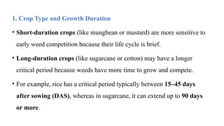 Assessment of Critical period of Crop Weed Competition in different ...