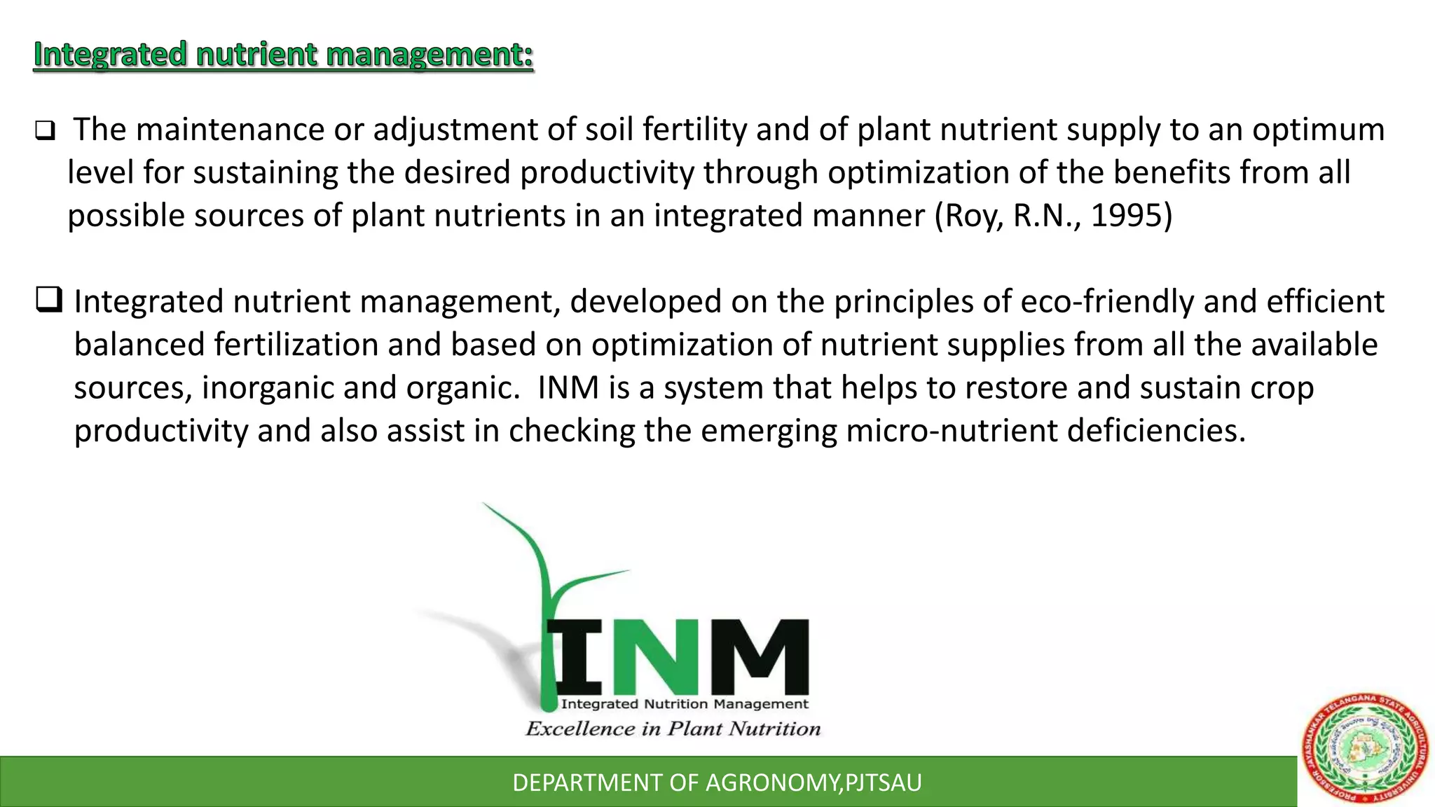 Integrated nutrient management influence on crop yields in dryland agriculture | PPTX