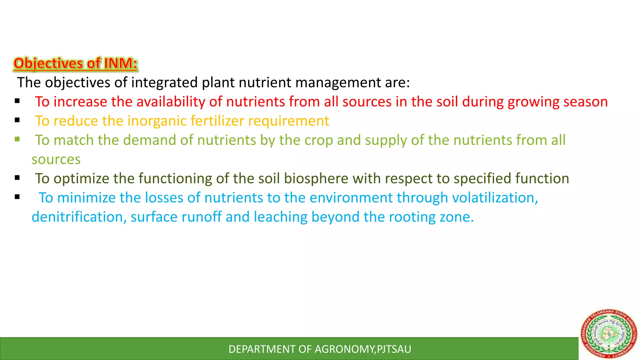 Integrated nutrient management influence on crop yields in dryland agriculture | PPTX