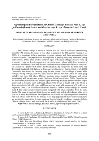 Agrobiological particularities of chinese cabbage | PDF