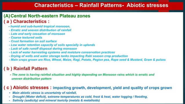 Agroclimatic zones of jharkhand, rainfall patterns and abiotic stresses ...