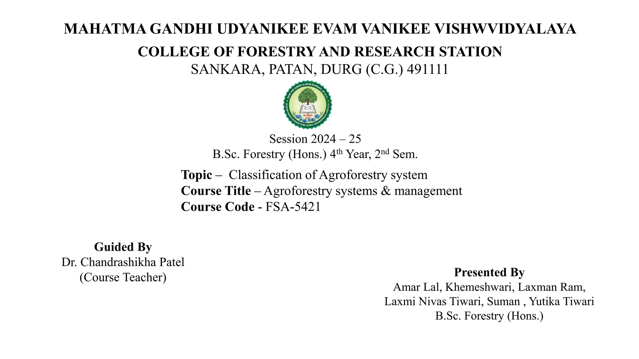 Classification of Agroforestry System According to PK Nair | PDF