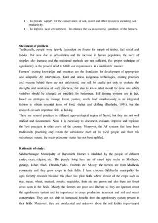 proposal for Agro forestry system in siddharthanagar municipality ...