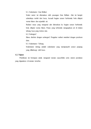 Agroklimat acara 1 pengenalan stasiun dan peralatan stasiun | DOCX