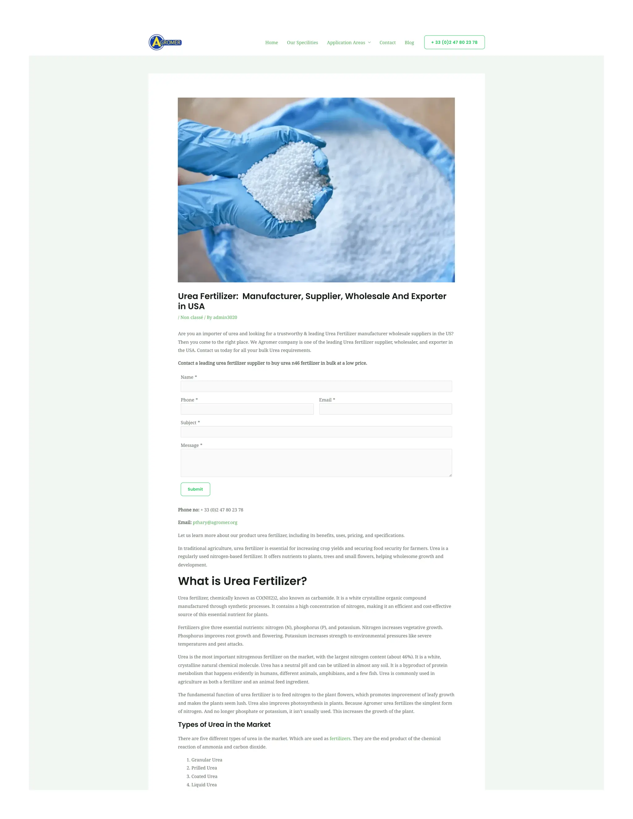 Urea Fertilizer: Manufacturer, Supplier, Wholesale And Exporter in USA ...