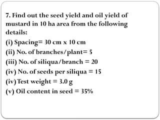 AGRON 101 Practical Numericals- plant popln seed requirement and yield.pptx